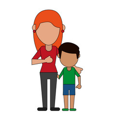 Faceless mother and child cartoon Royalty Free Vector Image
