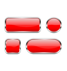 Red glass button 3d shiny hexagon icon Royalty Free Vector
