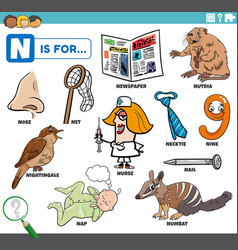 Different words for letter n Royalty Free Vector Image