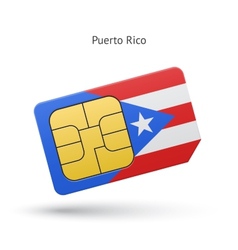 Puerto Rico mobile phone sim card with flag Vector Image