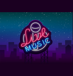 Live musical neon logo sign emblem Royalty Free Vector Image