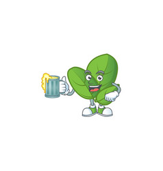 Happy face basil with a glass beer Royalty Free Vector Image
