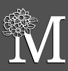 Letter silhouette with flowers letter m Royalty Free Vector