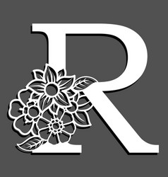 Letter silhouette with flowers letter r Royalty Free Vector
