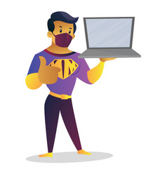 Cartoon man wearing protective face mask Vector Image