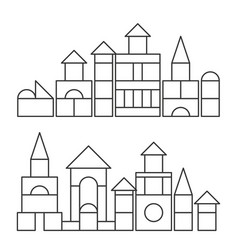 Colorful blocks toy building tower castle house Vector Image