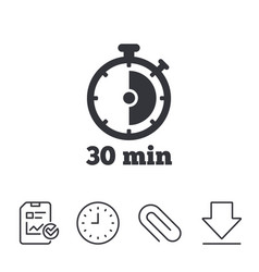 Timer sign icon 30 minutes stopwatch symbol Vector Image