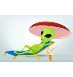 Cartoon book reading alien Royalty Free Vector Image