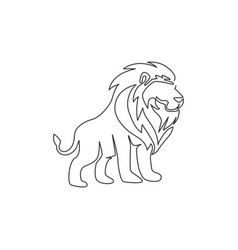 One single line drawing wild lion head Royalty Free Vector
