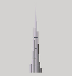 Burj khalifa tower icon uae dubai symbol gray Vector Image