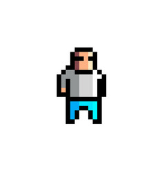 Pixel art 8 bit arcade fighter air plane red Vector Image