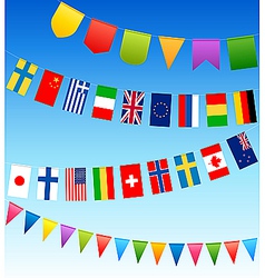 Carnival garland with flags confetti and ribbons Vector Image