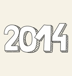 New Year 2014 hand drawn doodle sign or number Vector Image