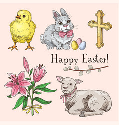 Set hand drawn orthodox easter symbols Royalty Free Vector