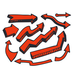 Red hand drawn arrows set Royalty Free Vector Image