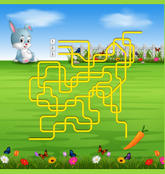 Boy are playing with three rabbits Royalty Free Vector Image