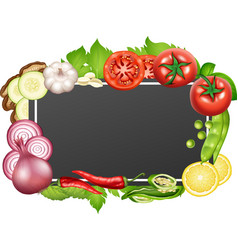 Border template with fresh vegetables Royalty Free Vector