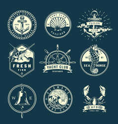 Vintage monochrome nautical logos Royalty Free Vector Image