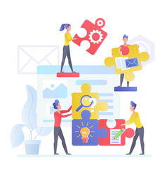 Team work flat smart Royalty Free Vector Image