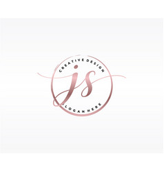 Js initial handwriting logo with circle template Vector Image