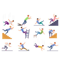 Stick figure man falling beware hazard warning Vector Image