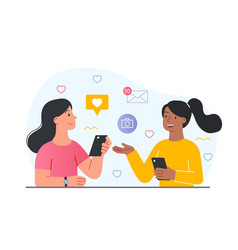 Two business people inside a smart phone meeting Vector Image