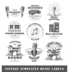 Set vintage musical labels templates Royalty Free Vector