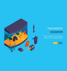 Aquarium isometric banner Royalty Free Vector Image