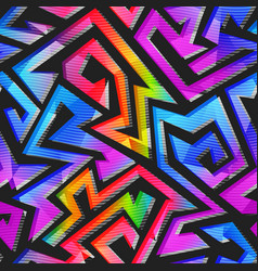 Graffiti geometric seamless pattern with grunge Vector Image