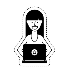 Person using computer icon Royalty Free Vector Image