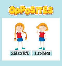 Opposite adjectives tall and short Royalty Free Vector Image