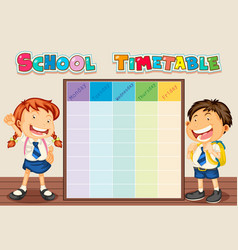 School time table with student Royalty Free Vector Image
