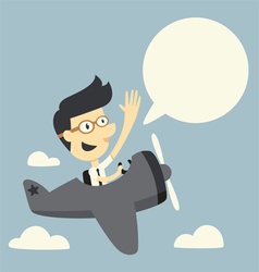 Little pilot in his plane over a town Royalty Free Vector