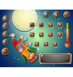 Matching game for kids with a rocket and moon Vector Image
