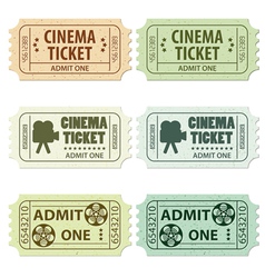 Set cinema movie tickets old vintage tickets Vector Image