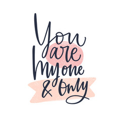 You are my one and only romantic message written Vector Image