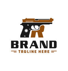 Initial logo for letter r with gun and tactical Vector Image