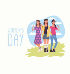 Group three beautiful young women celebrating Vector Image