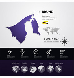 Map of brunei on political world map with Vector Image