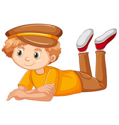 Boy in yellow shirt on white background Royalty Free Vector