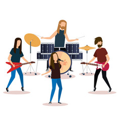 Rock band playing instruments Royalty Free Vector Image