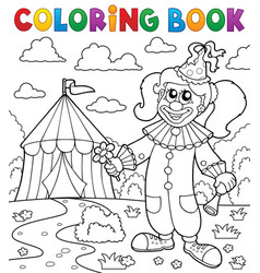 Coloring book with happy clown 9 Royalty Free Vector Image