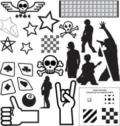 Cartoon punk rock metal guys character set Vector Image