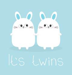 Its twins two boys cute twin bunny rabbit set Vector Image