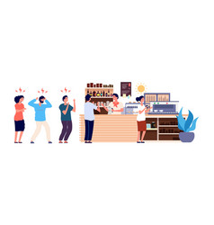 Queue of young people waiting women and men Vector Image