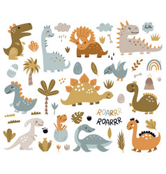 Sticker set with different types dinosaurs Vector Image