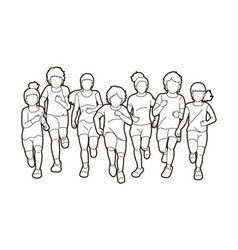 Group children running together cartoon graphic Vector Image