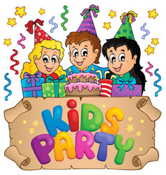 Three children at birthday party Royalty Free Vector Image