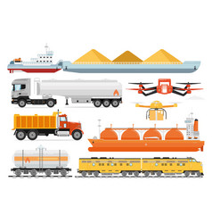 Construction vehicles set heavy machines Vector Image