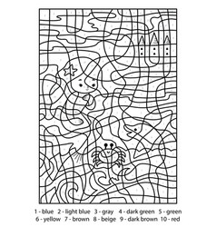 Color number education game pig Royalty Free Vector Image